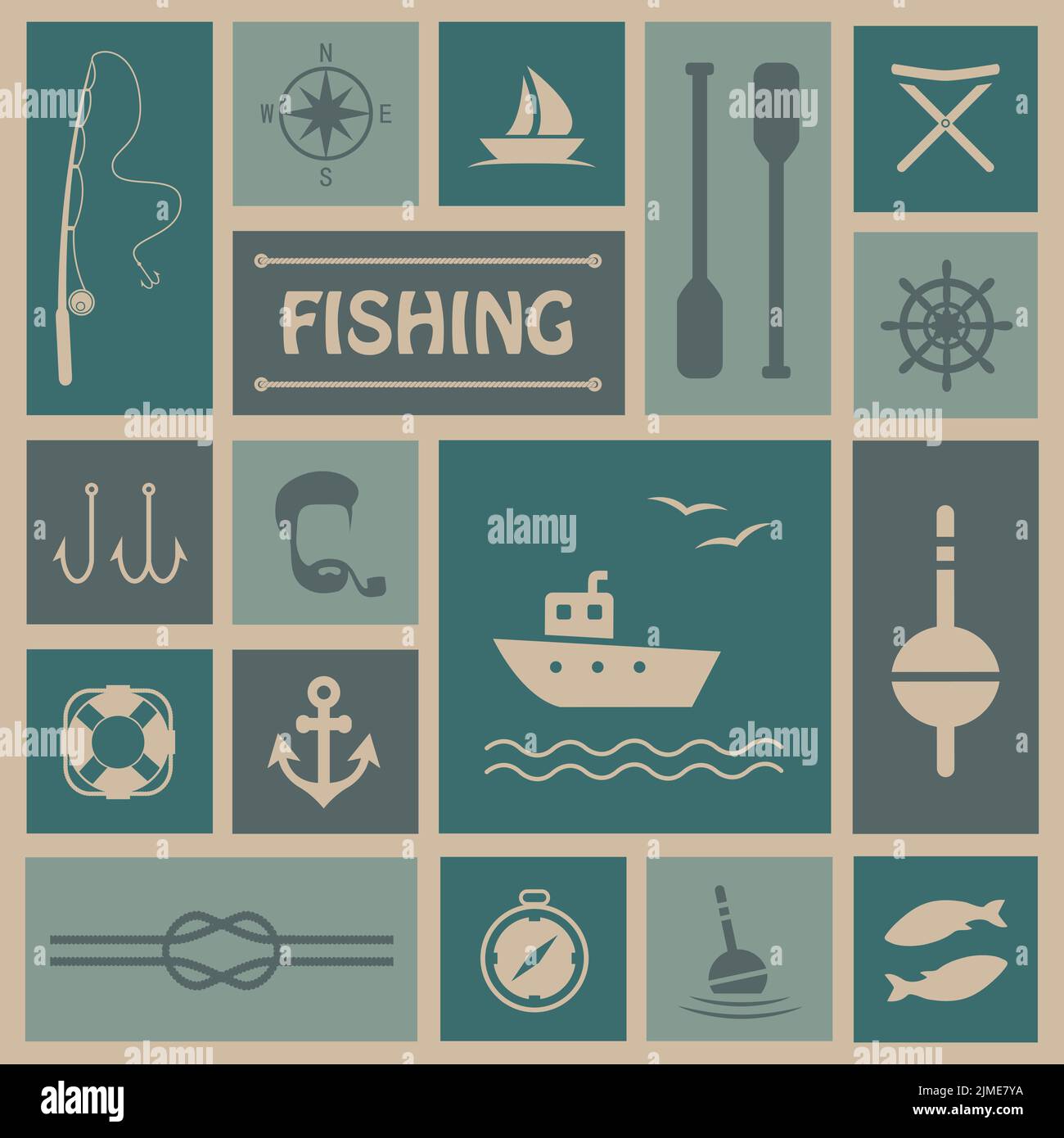 Set icons, fishing Stock Photo - Alamy