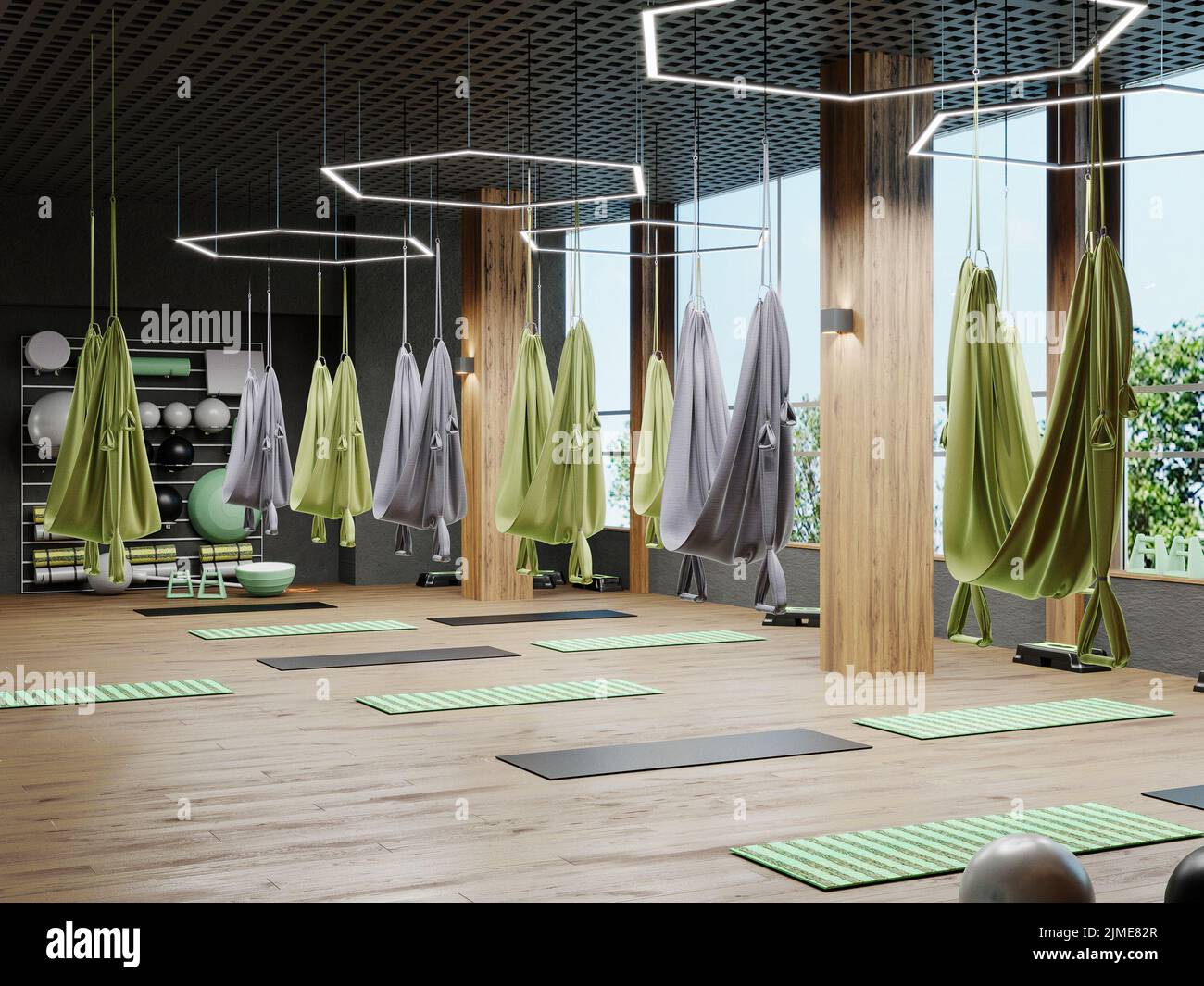 Empty yoga studio mats hi-res stock photography and images - Alamy
