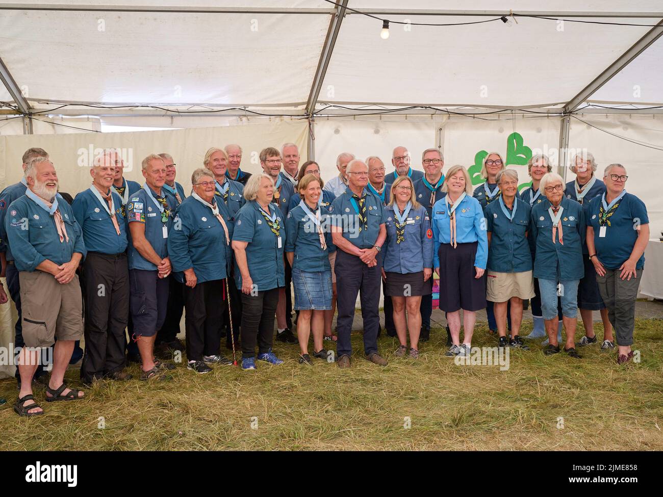 King Carl XVI Gustaf in group photo with vip- guests. Royals of Sweden ...