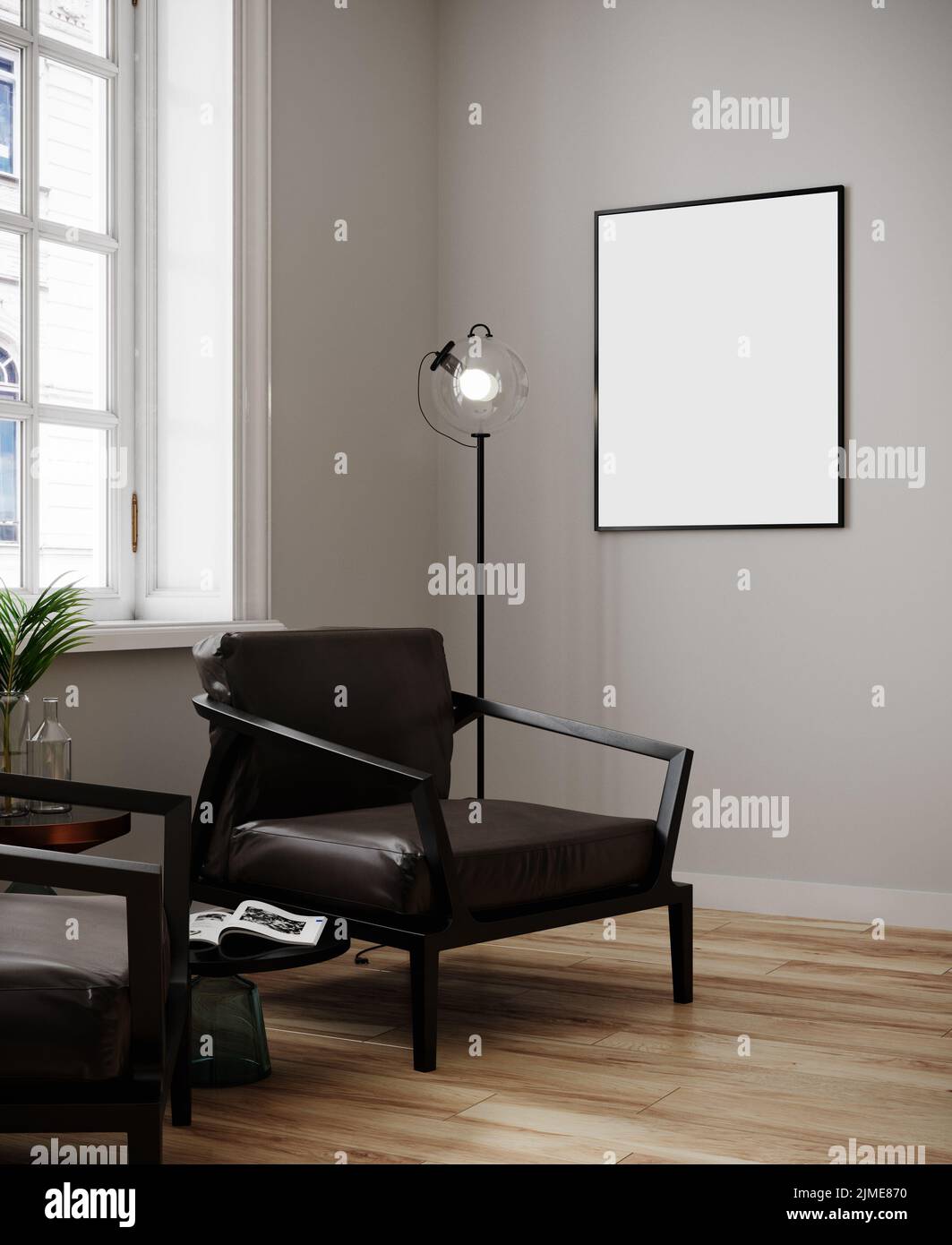 Poster mockup in modern minimalistic interior with daylight.Modern ...