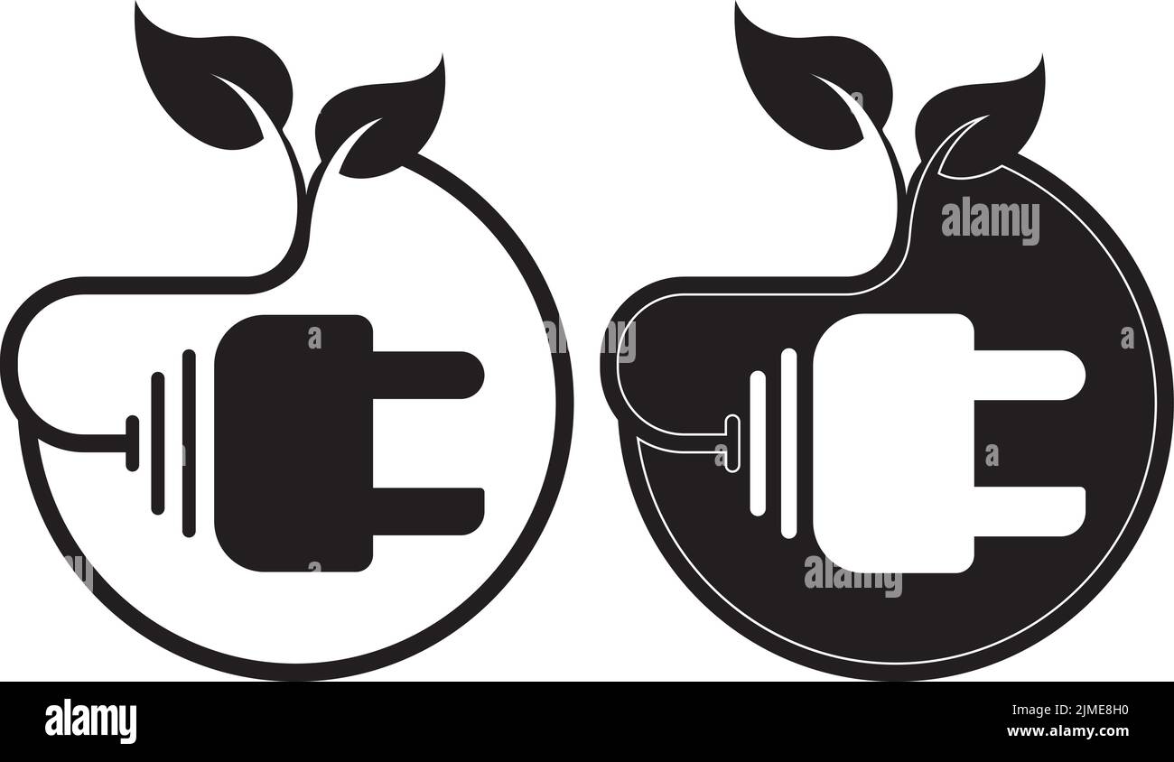 A vector illustration of two eco-green electric plug icons set isolated ...