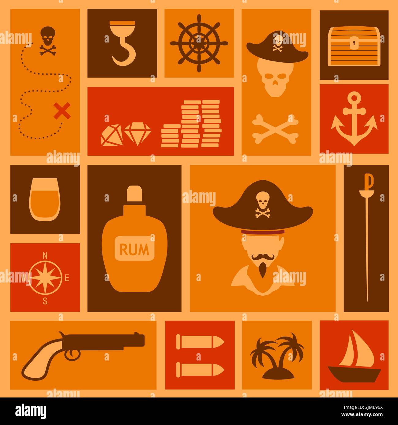 Pirate set icons Stock Photo - Alamy