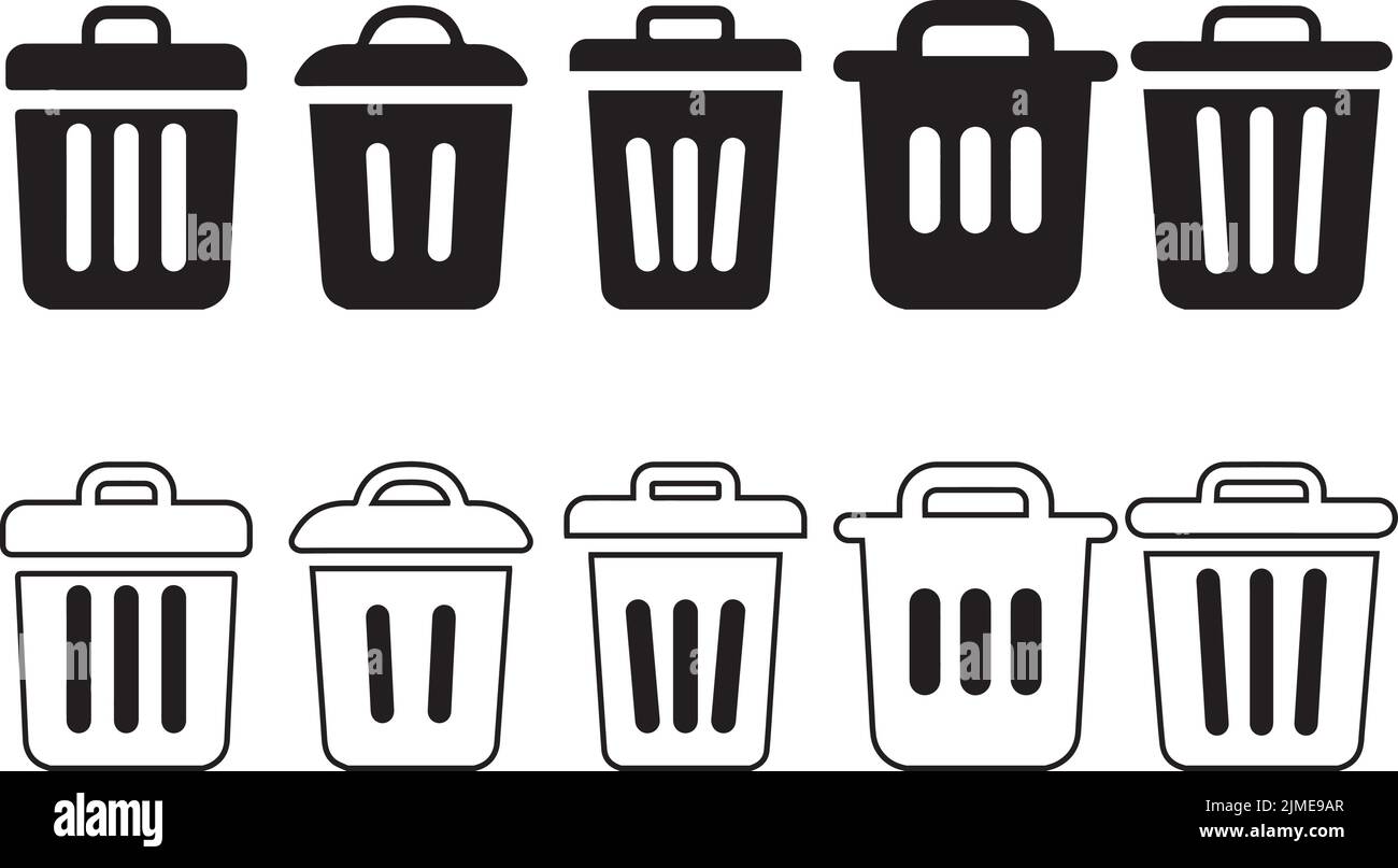 A vector illustration of trash can icons set isolated on white ...