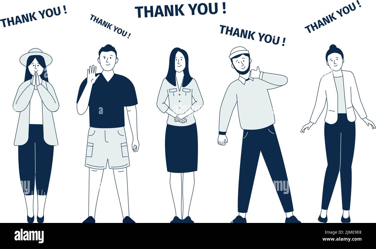 Thank you concept. People thanking, corporate business response with ...