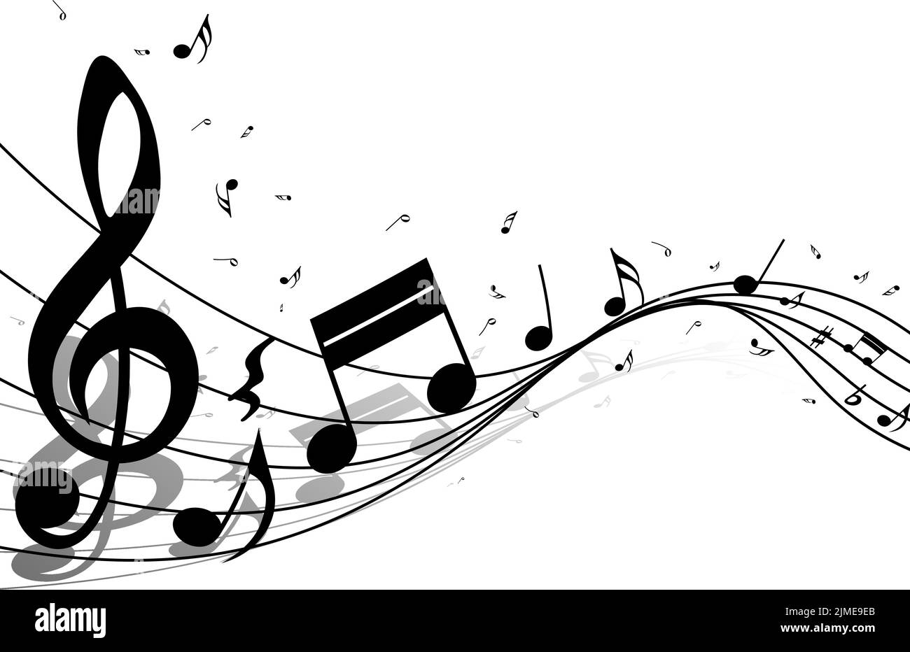 Musical notes with shadow.Abstract musical background. Musical notation ...