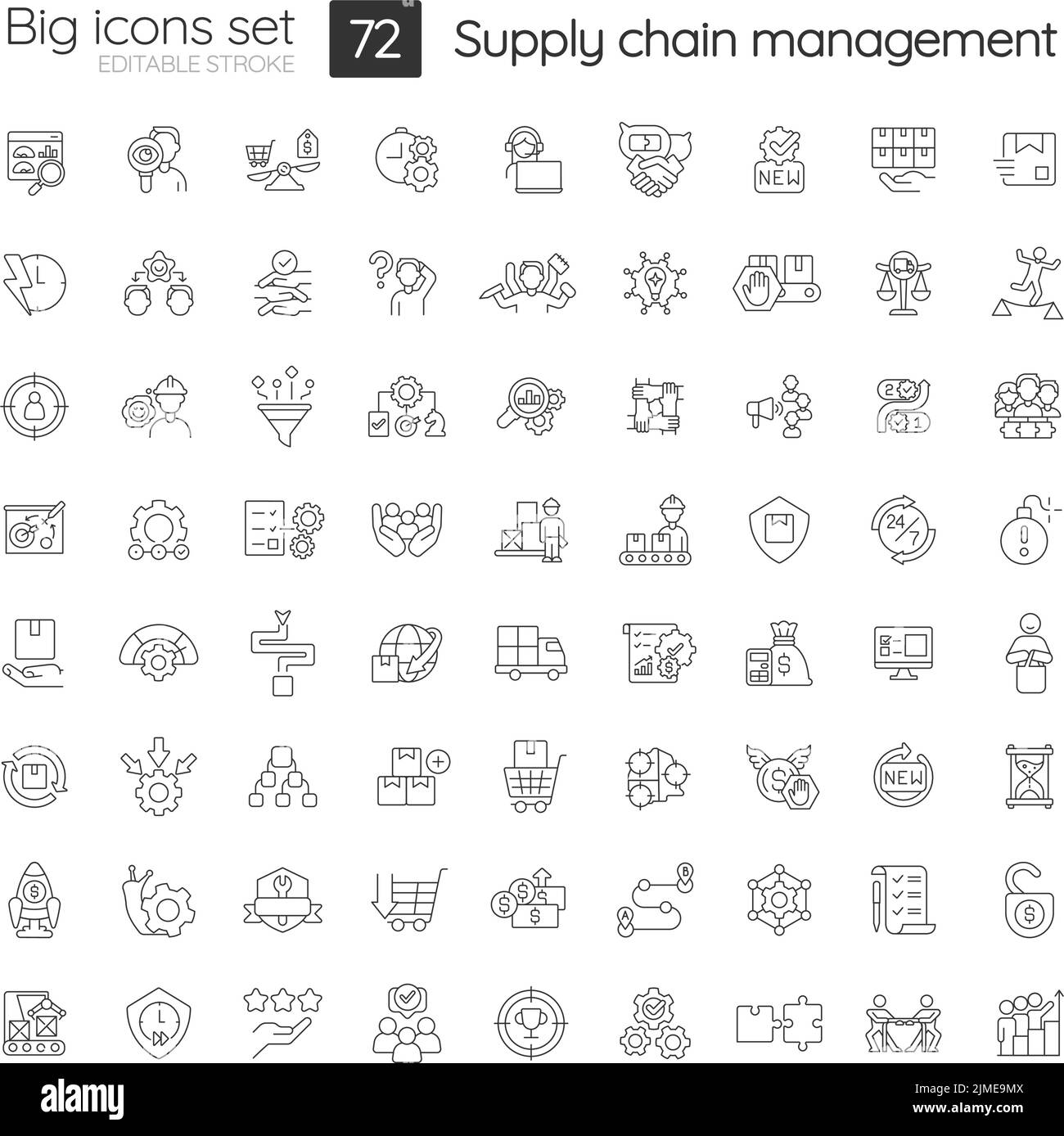Supply chain management linear icons set Stock Vector Image & Art - Alamy