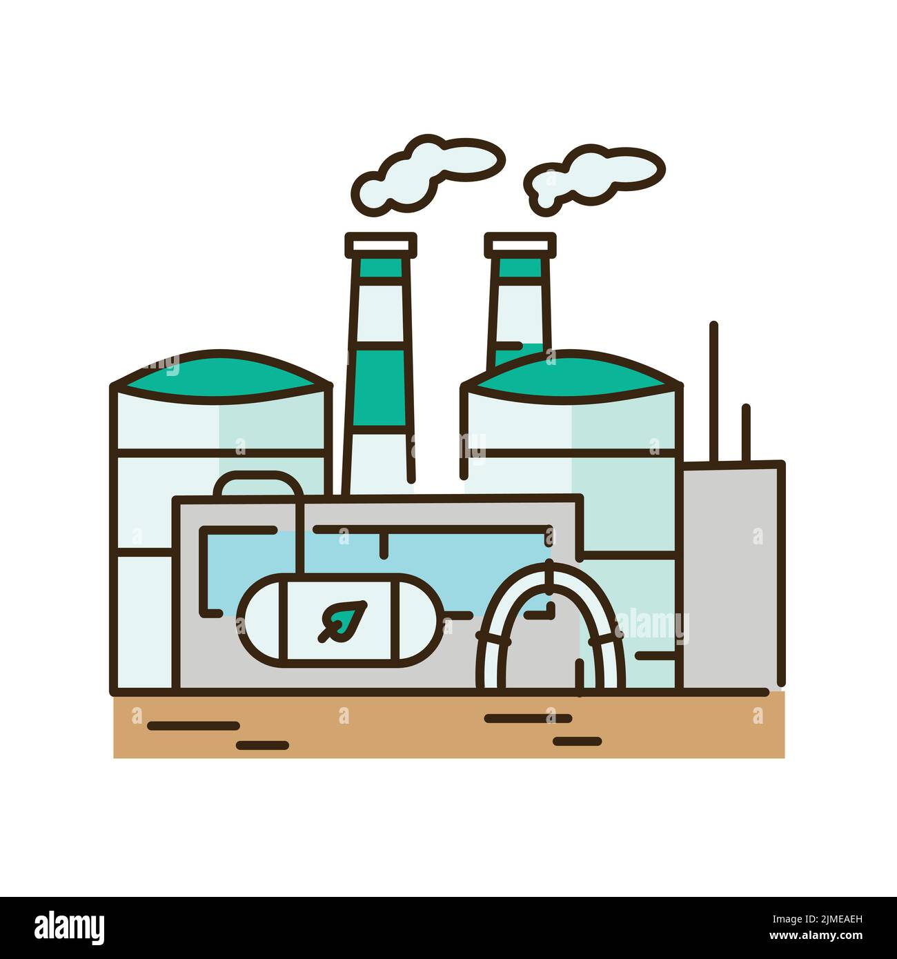 Biomass plant color line icon. Renewable energy sources. Pictogram for ...