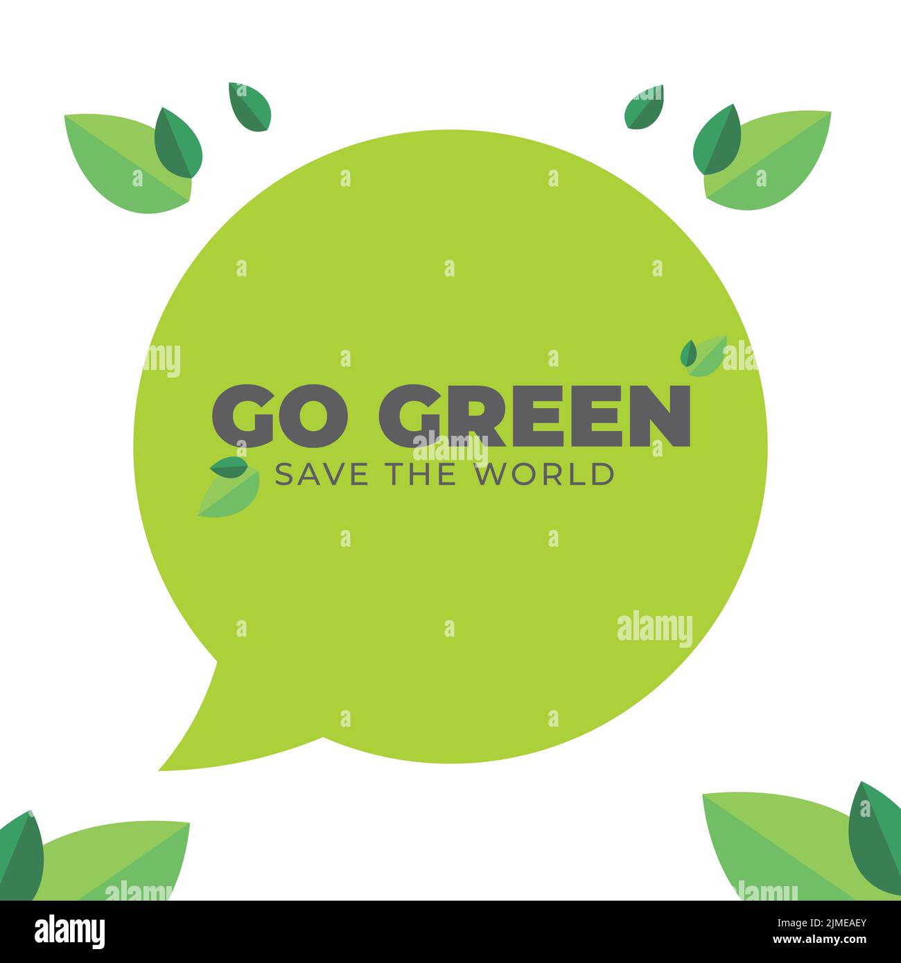 A vector illustration of a green "Save the world" logo on a white ...