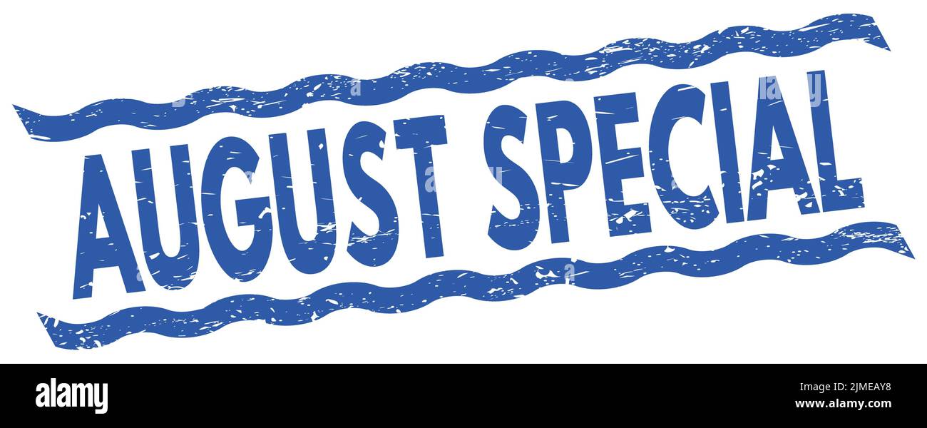 AUGUST SPECIAL text written on blue lines stamp sign Stock Photo - Alamy