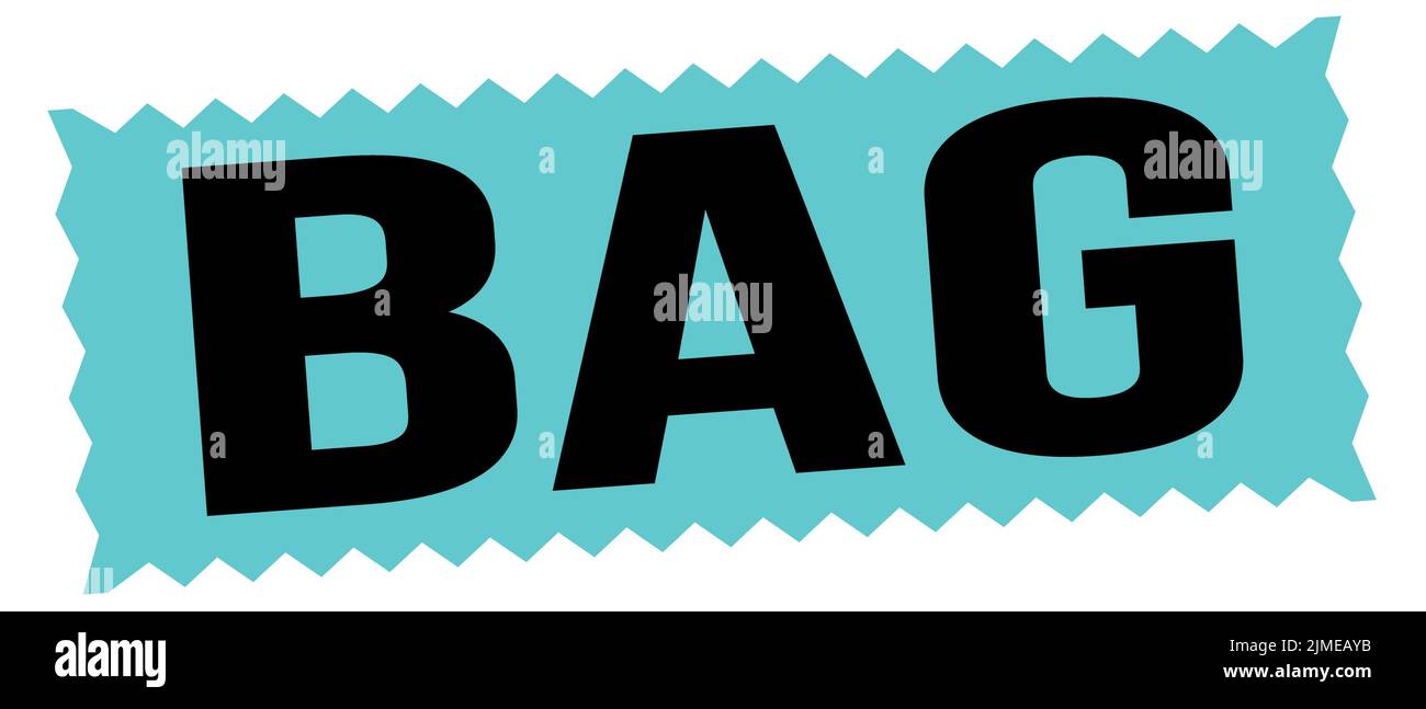 BAG text written on blue-black zig-zag stamp sign Stock Photo - Alamy