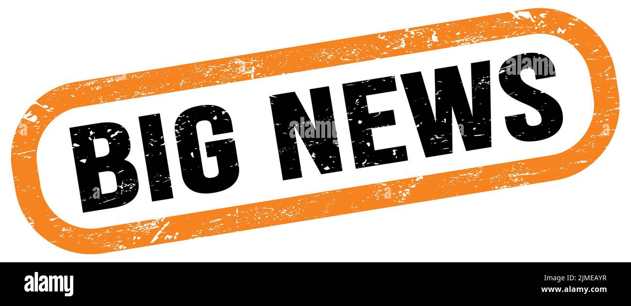 BIG NEWS, text on orange-black rectangle stamp sign Stock Photo - Alamy