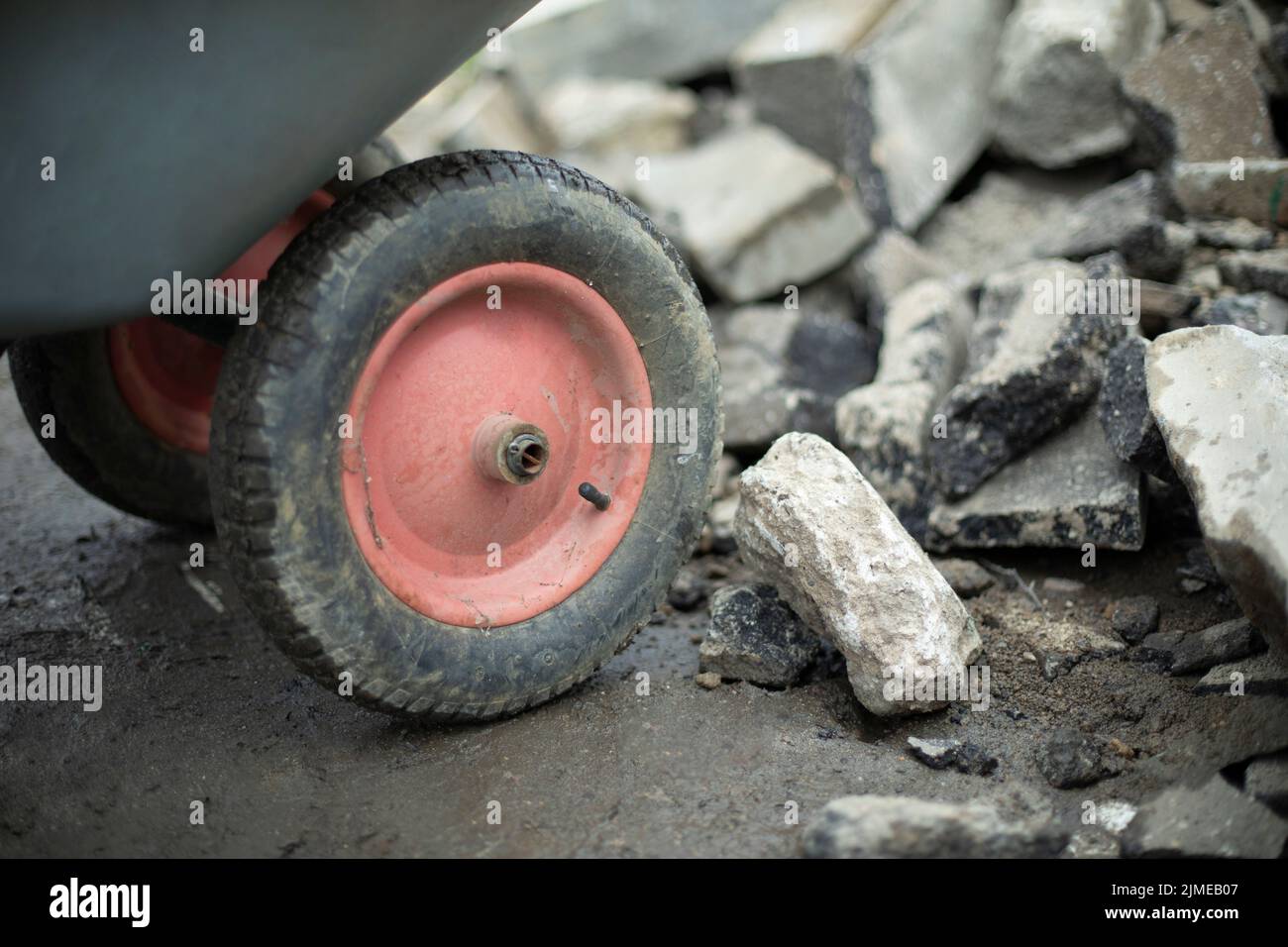 Cart for transporting sand and stones. Worker's tool. Details of ...
