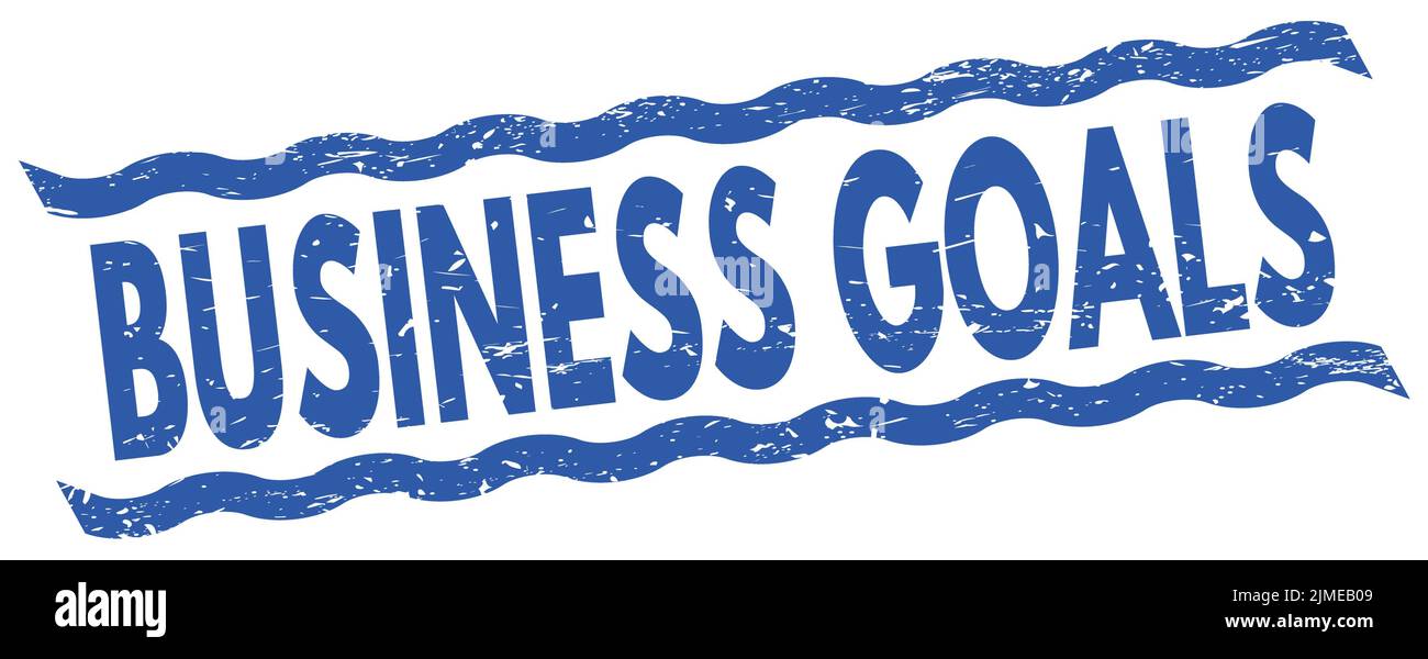 BUSINESS GOALS text written on blue lines stamp sign Stock Photo - Alamy