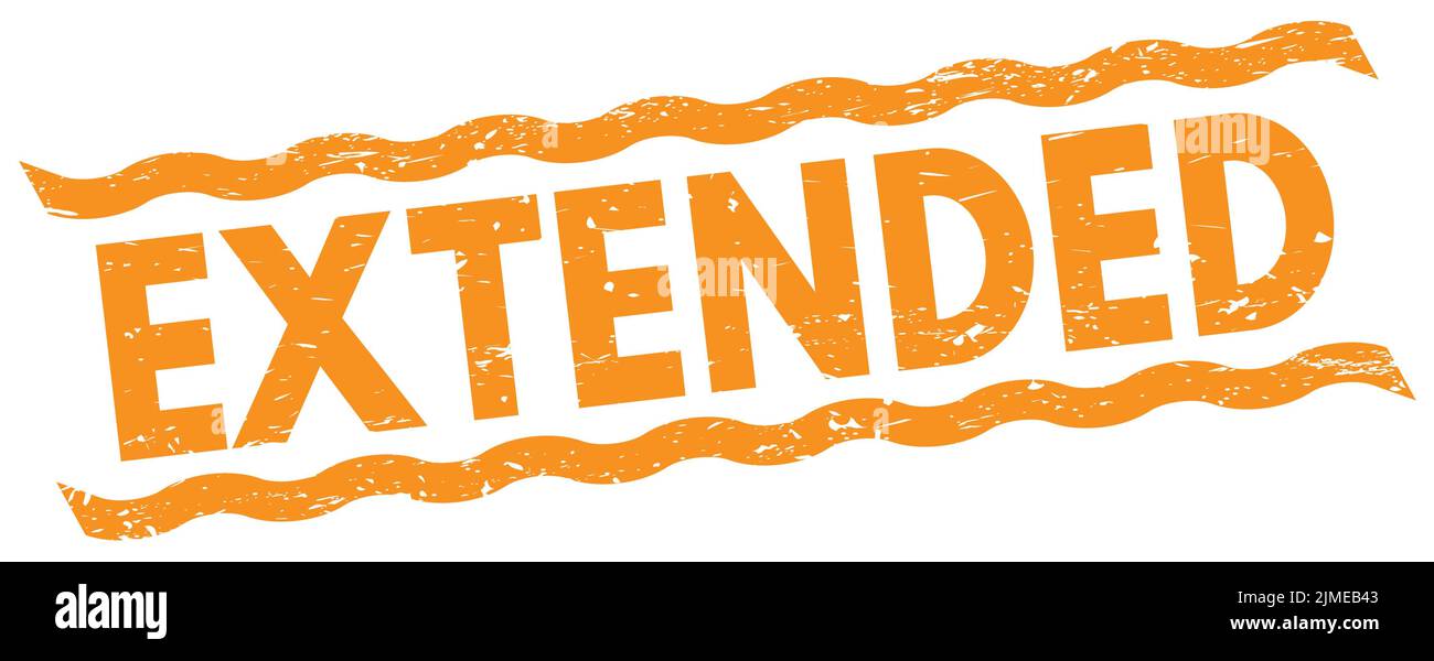 EXTENDED text written on orange lines stamp sign Stock Photo - Alamy