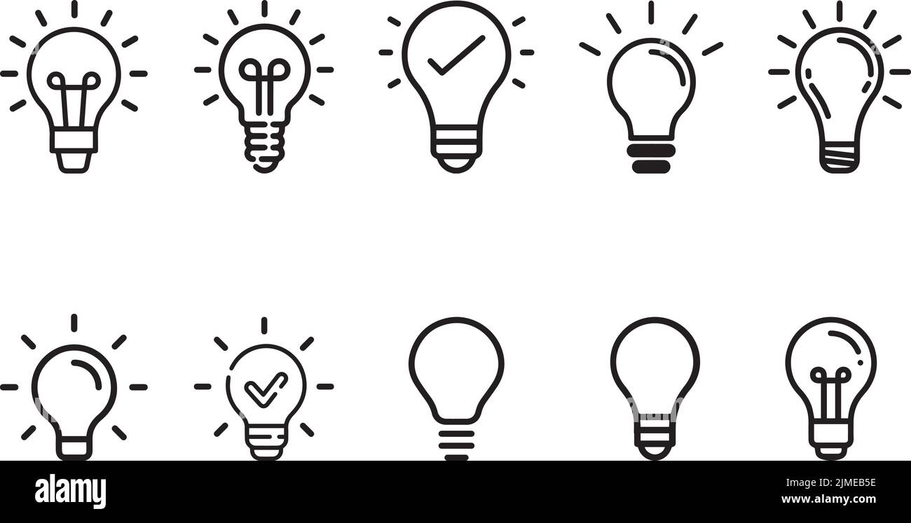 A vector illustration of light bulb icons set isolated on white background Stock Vector Image ...