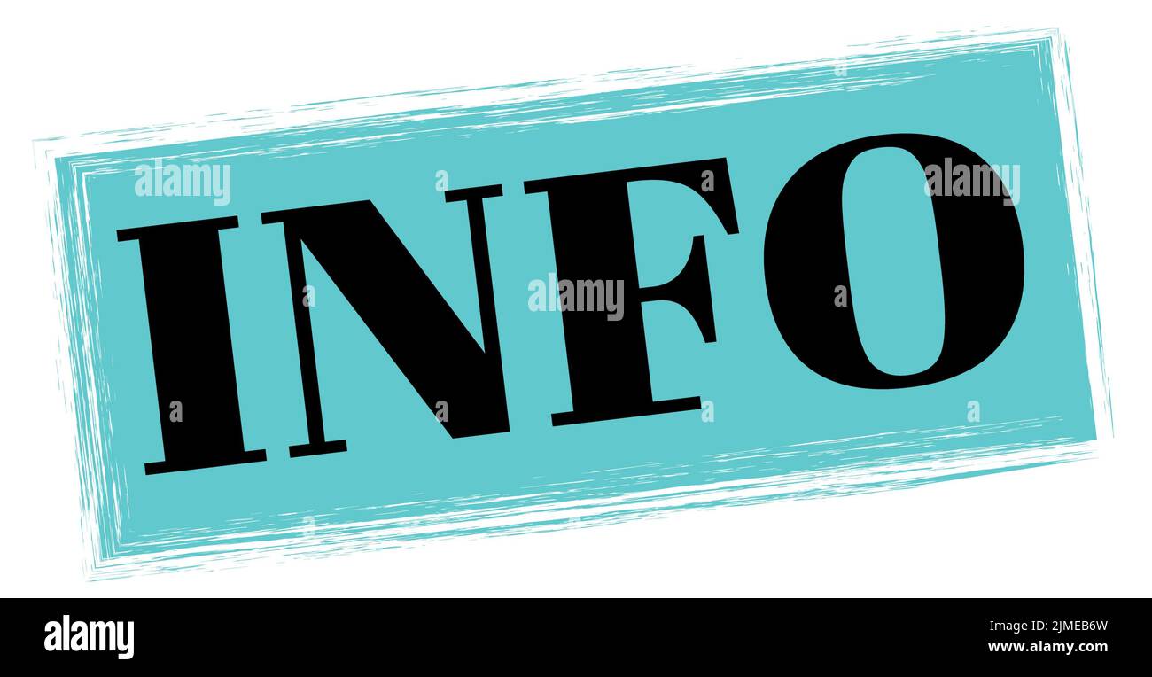 INFO text written on blue-black rectangle stamp sign Stock Photo - Alamy