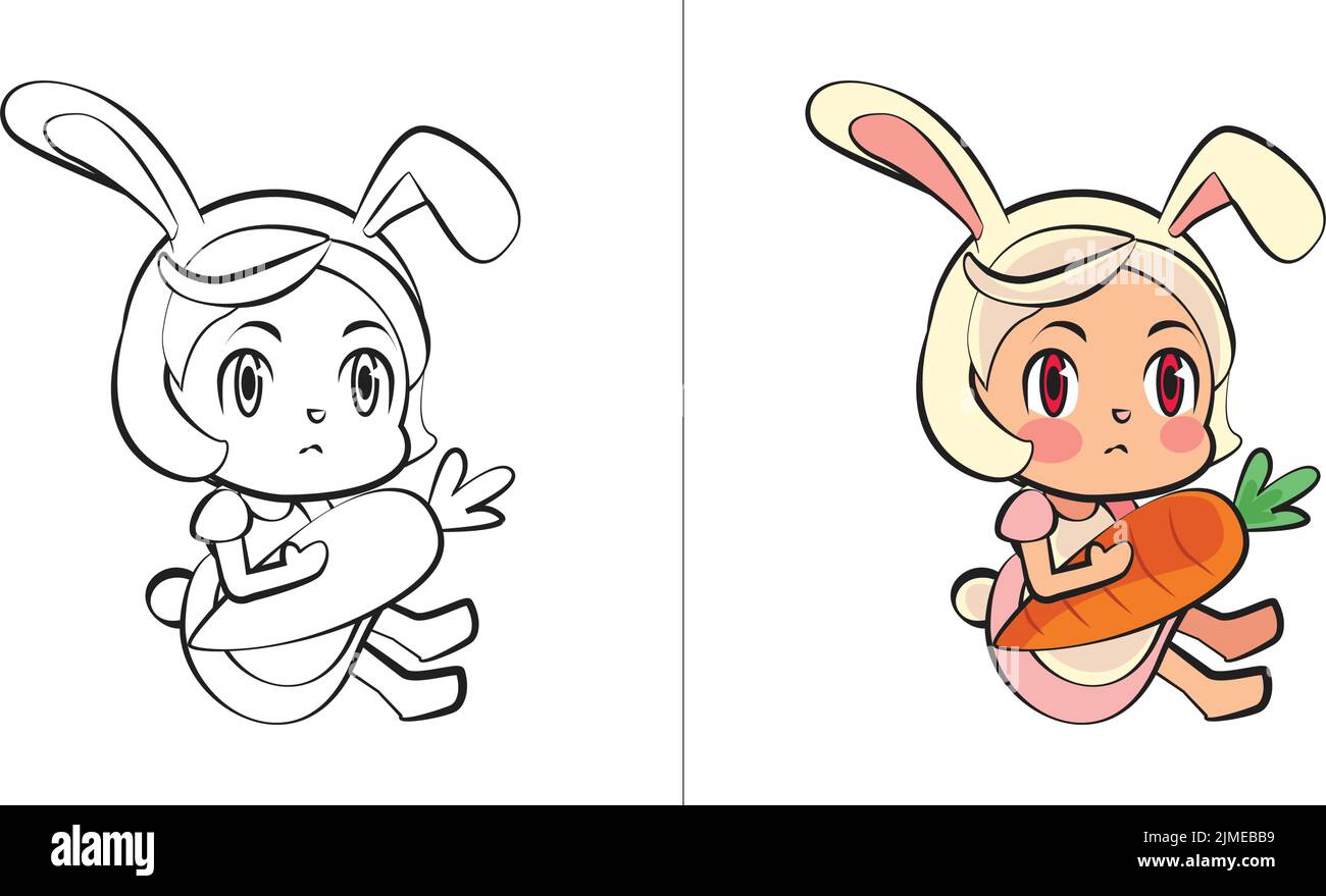 A Cute Bunny Girl Cartoon Illustration Stock Vector Image And Art Alamy