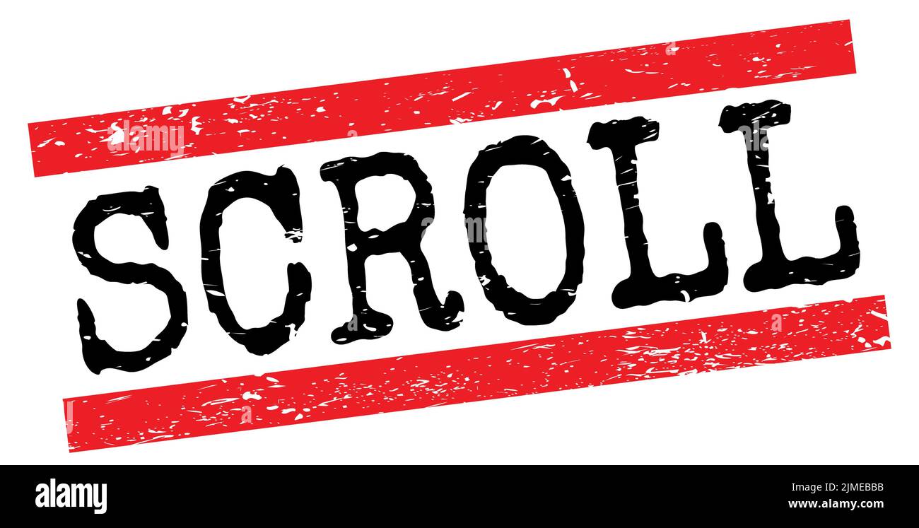 SCROLL text written on red-black grungy lines stamp sign Stock Photo ...