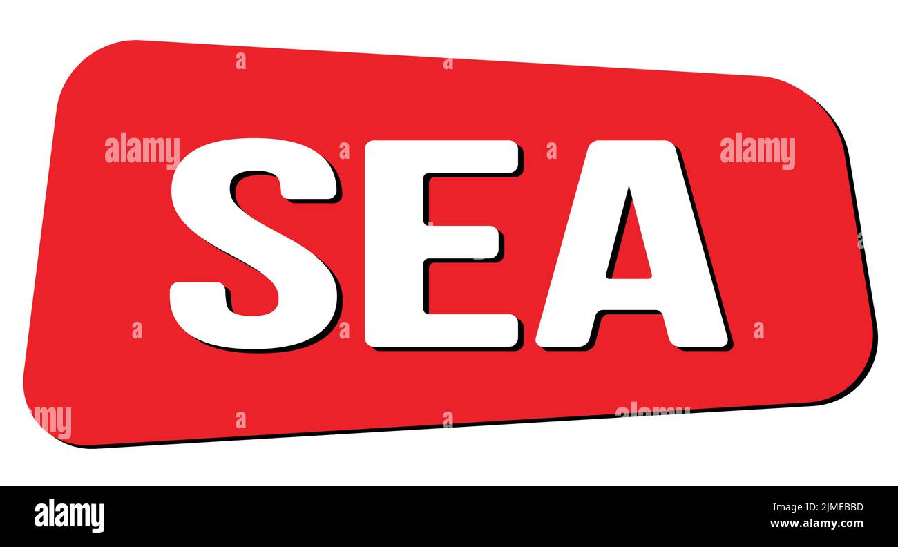 SEA text written on red trapeze stamp sign Stock Photo - Alamy