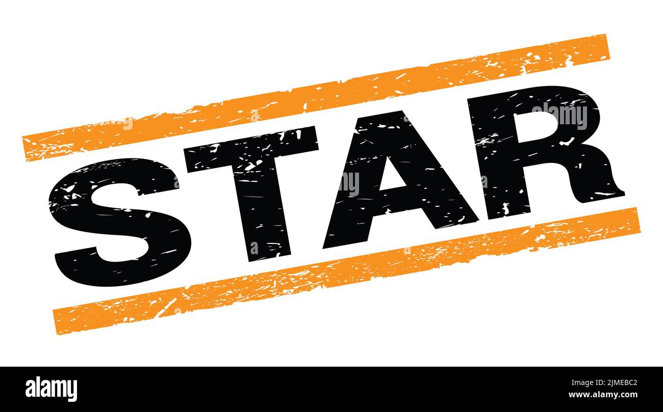 STAR text written on orange rectangle stamp sign Stock Photo - Alamy
