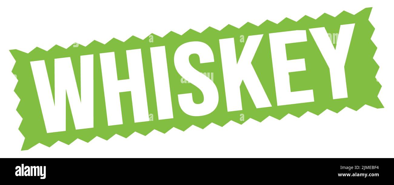 WHISKEY text written on green zig-zag stamp sign Stock Photo - Alamy