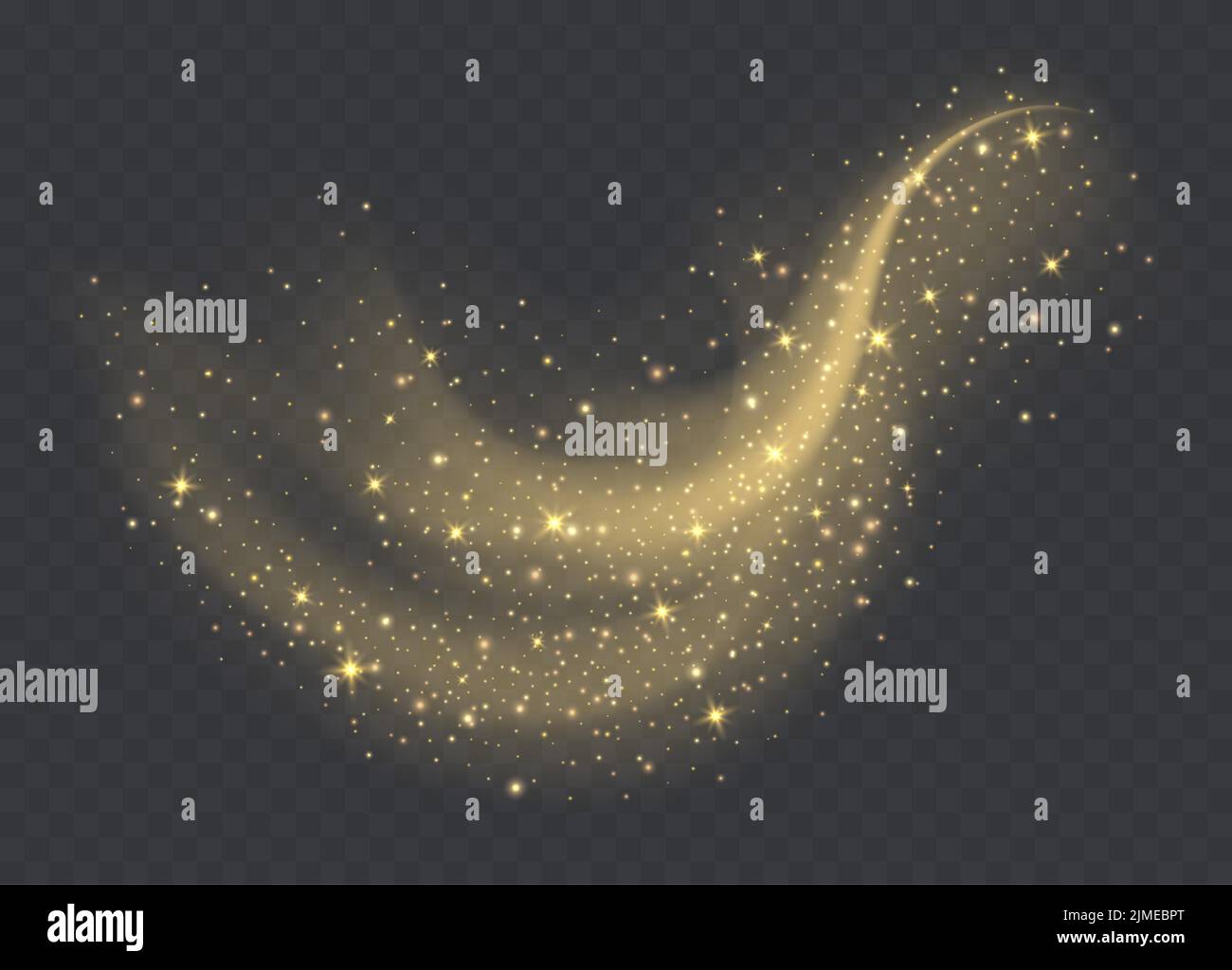 Golden dust cloud with sparkles isolated on transparent background. Stardust sparkling ...