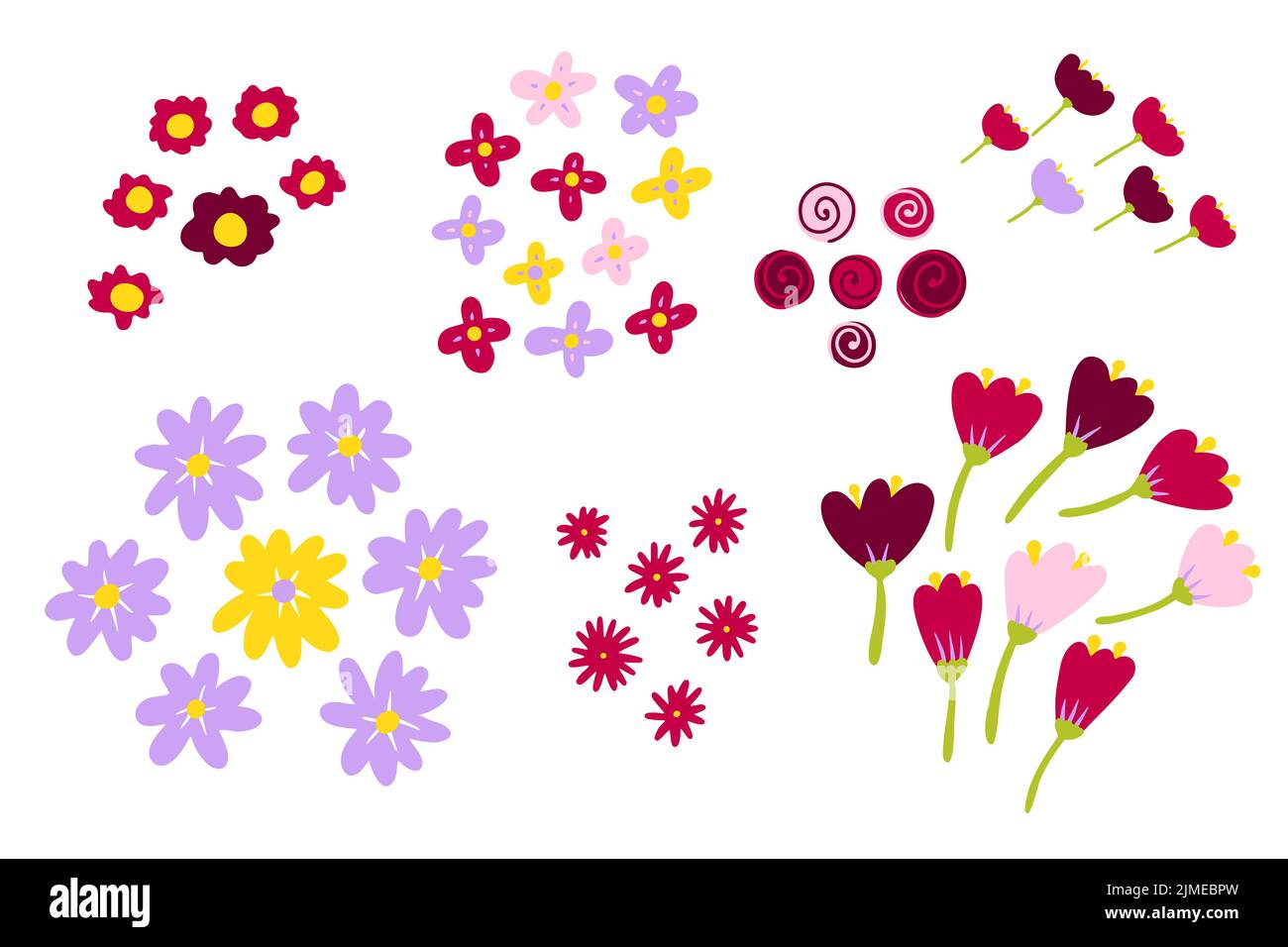 Vector abstract flower set. Color chamomiles isolated on white ...