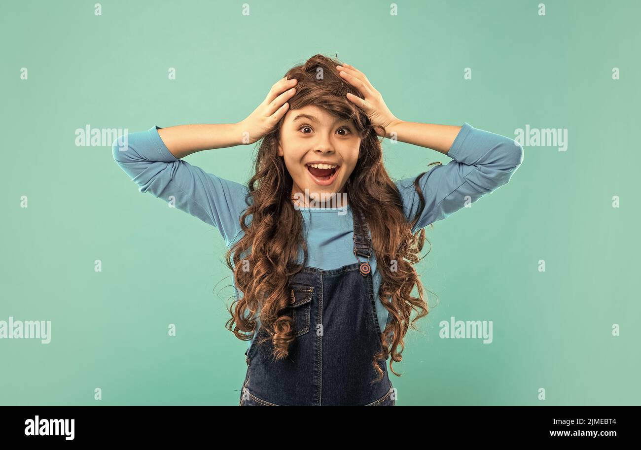 teen beauty hairstyle. female fashion model. frizzy hair curl. girl has ...