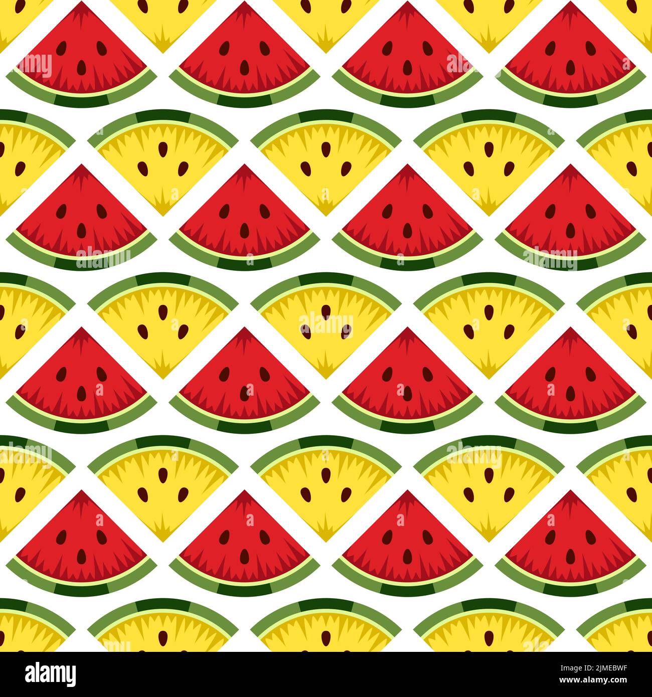 Seamless pattern with cut yellow and red watermelon. Vector colorful ...