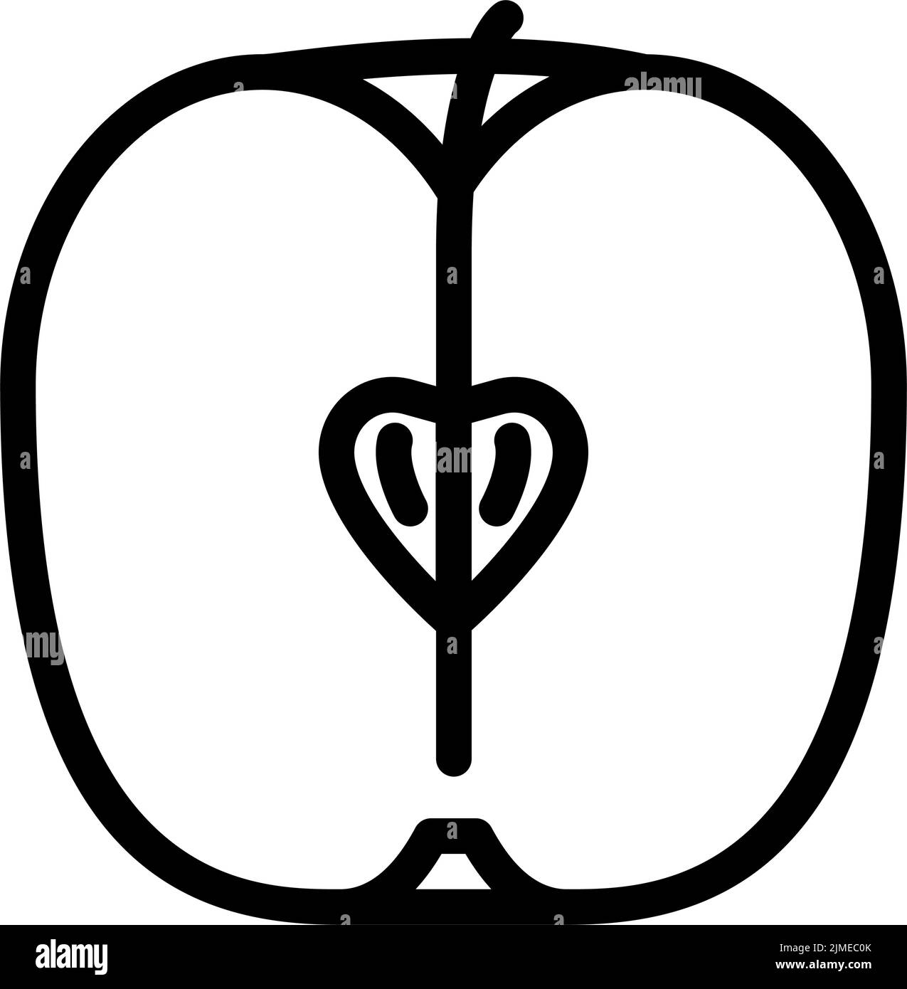 apple cut in half line icon vector illustration Stock Vector Image ...