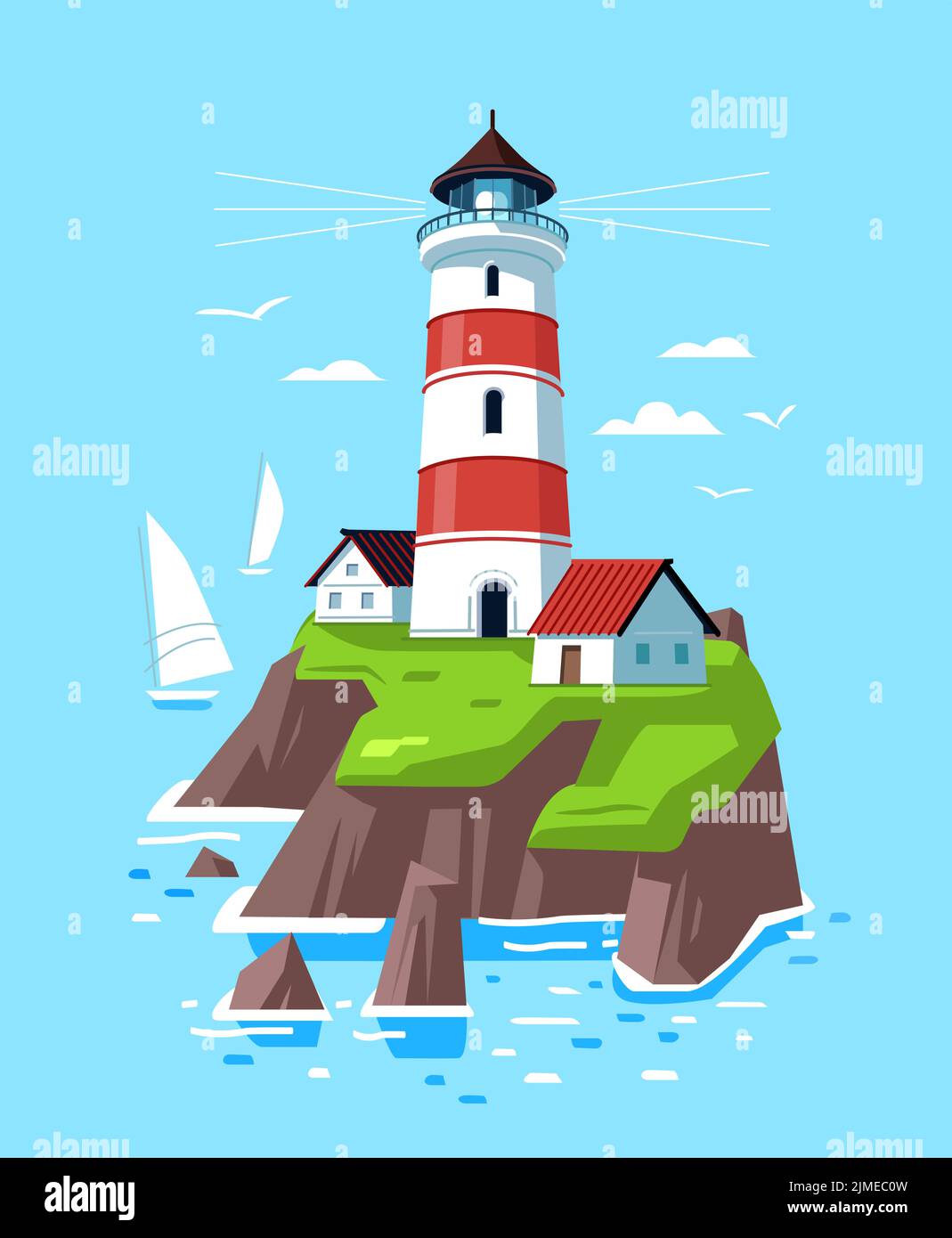Lighthouse ship in harbor Stock Vector Images - Alamy