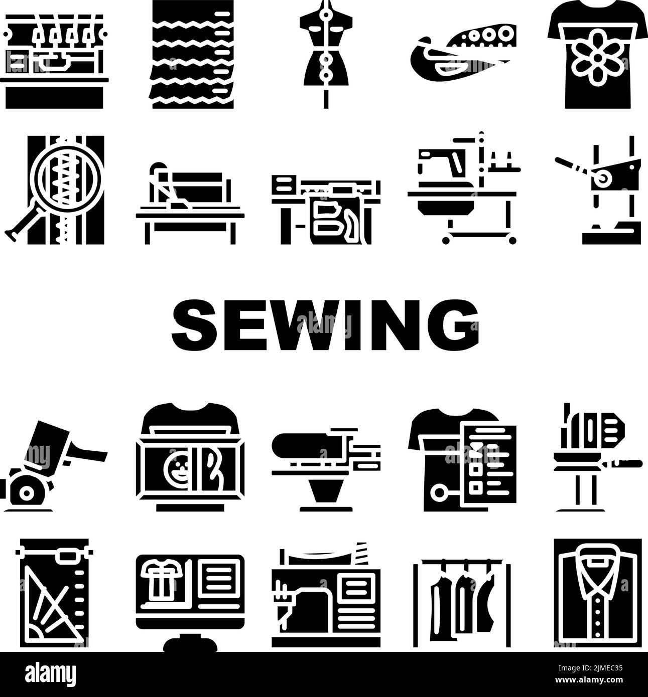 Factory Sewing Sew Machine Icons Set Vector Stock Vector Image And Art