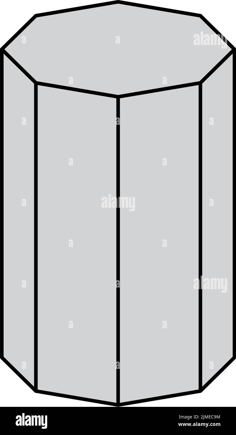 Octagonal prism, geometric shape isolated on white background Stock ...