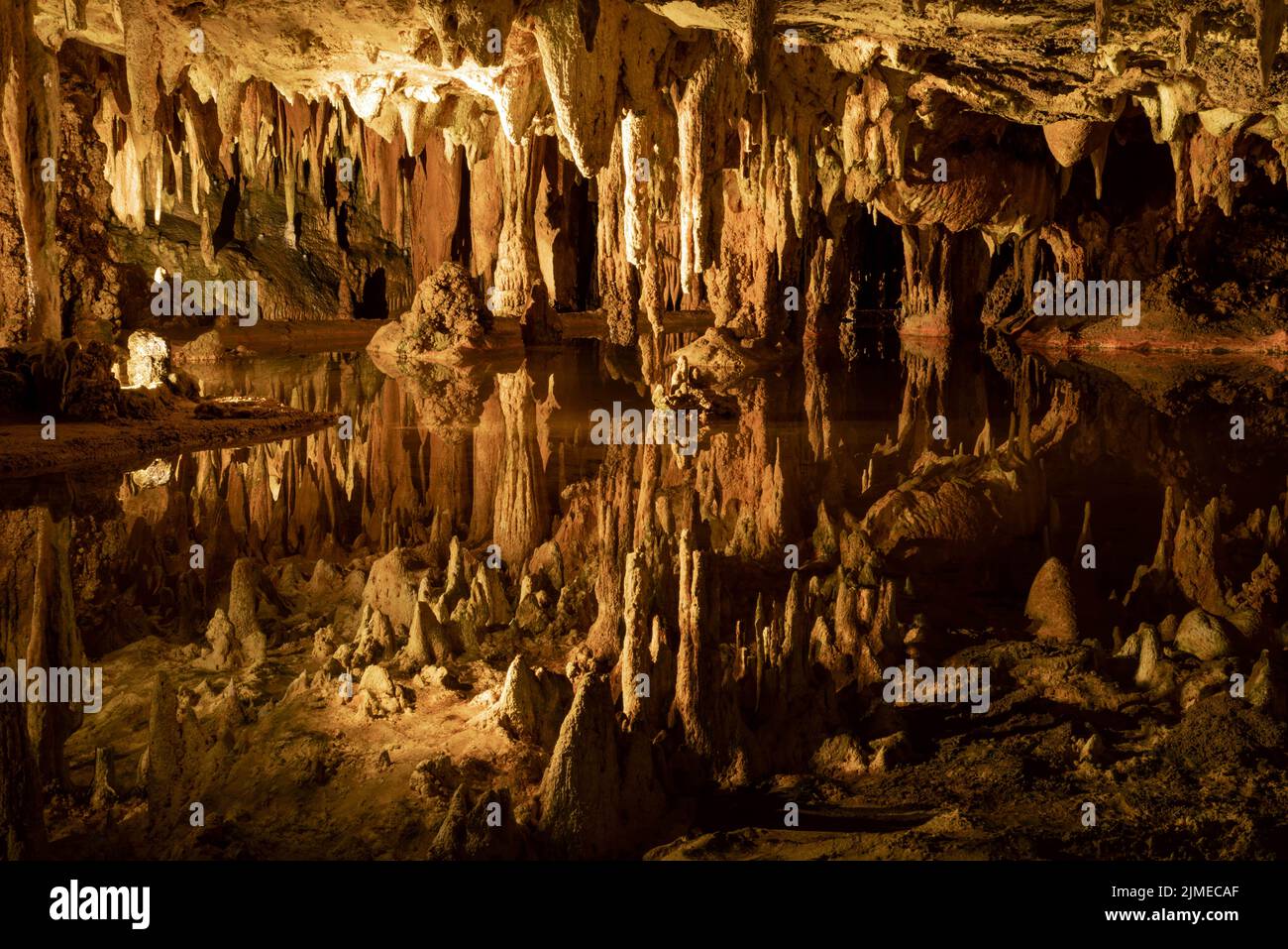 Underground cave cavern lake reflect strange rock formations magical ...