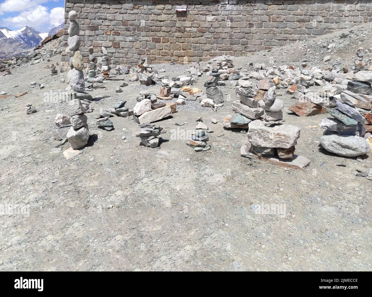 Stack of stones on top of the mountain. Pile of rocks stone and ...
