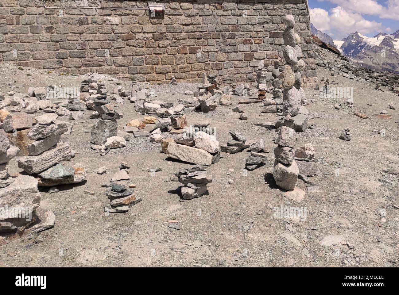 Stack of stones on top of the mountain. Pile of rocks stone and ...