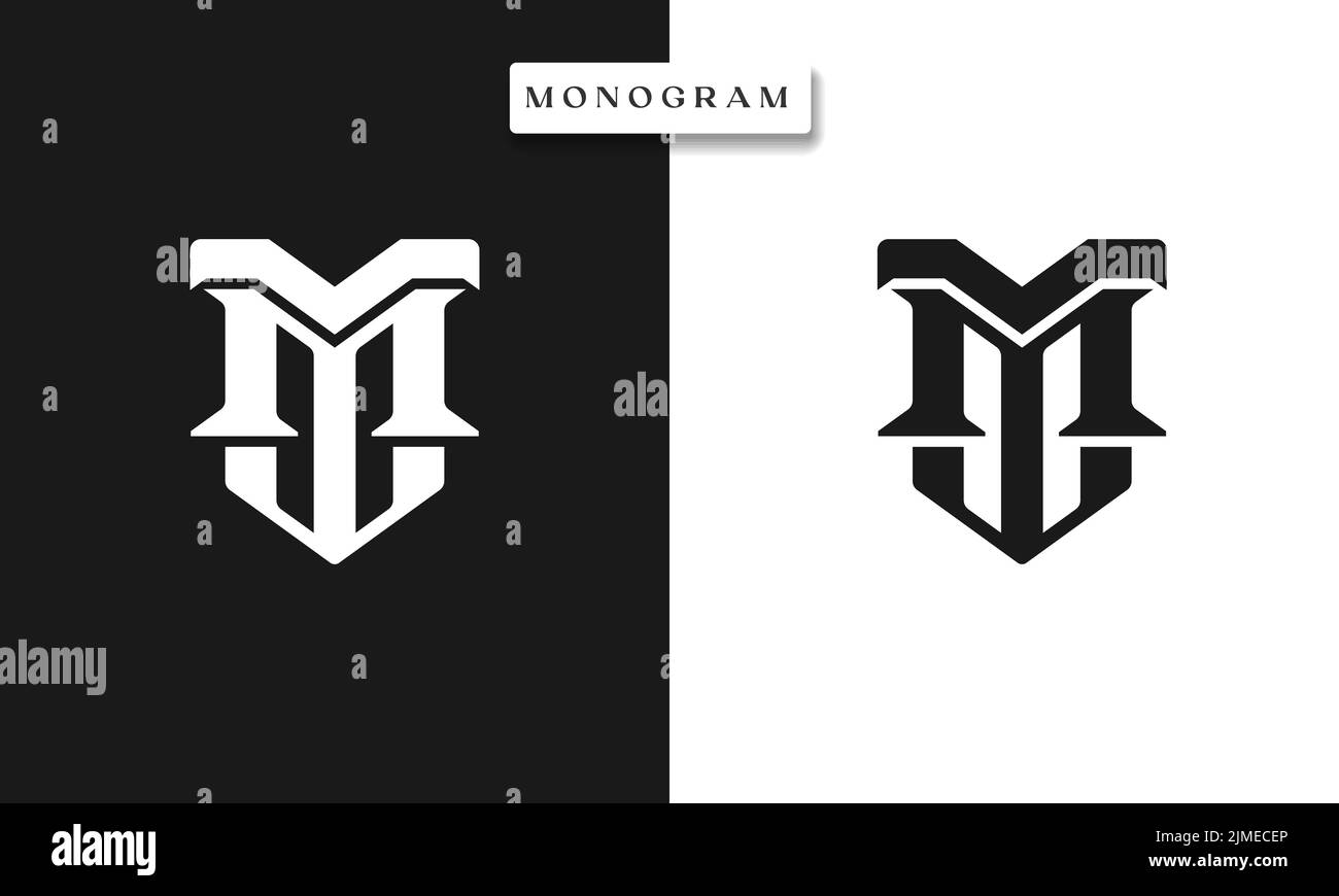 A monogram logo template vector illustration isolated on black and ...