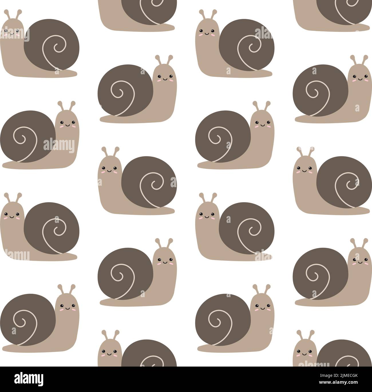 Vector seamless pattern of flat hand drawn snail isolated on white ...