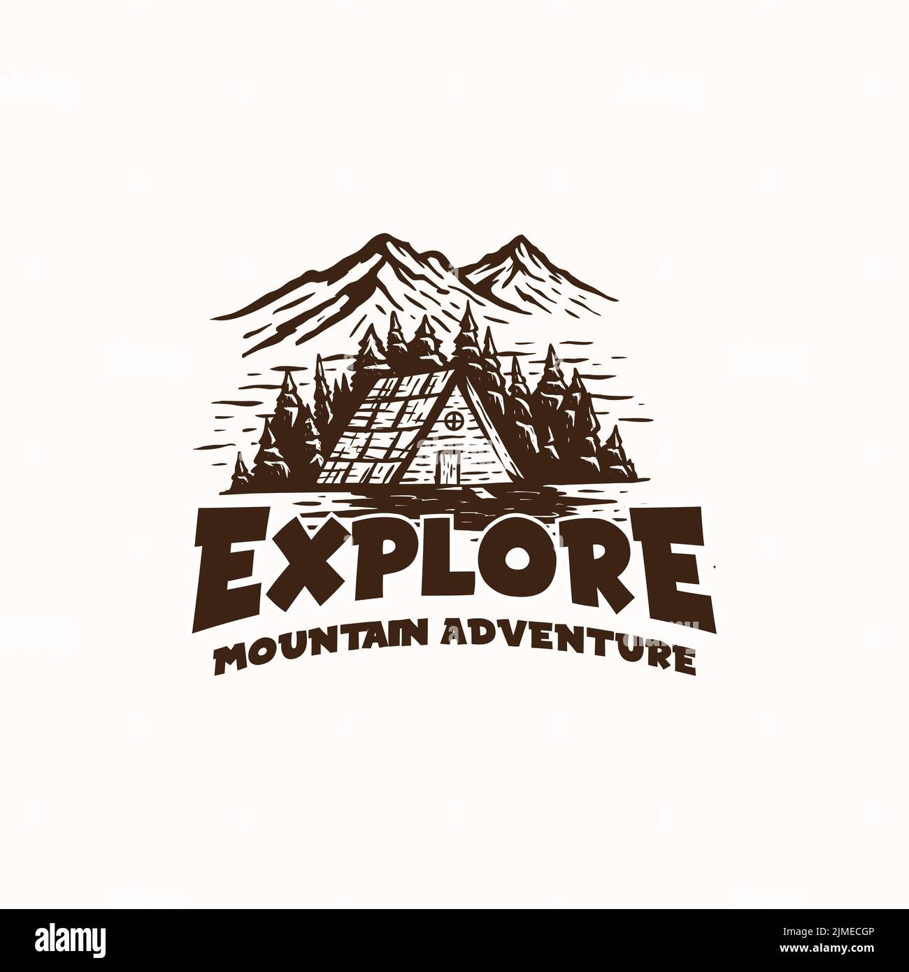 A vector illustration of the Explore Mountain Adventure Logo Template ...