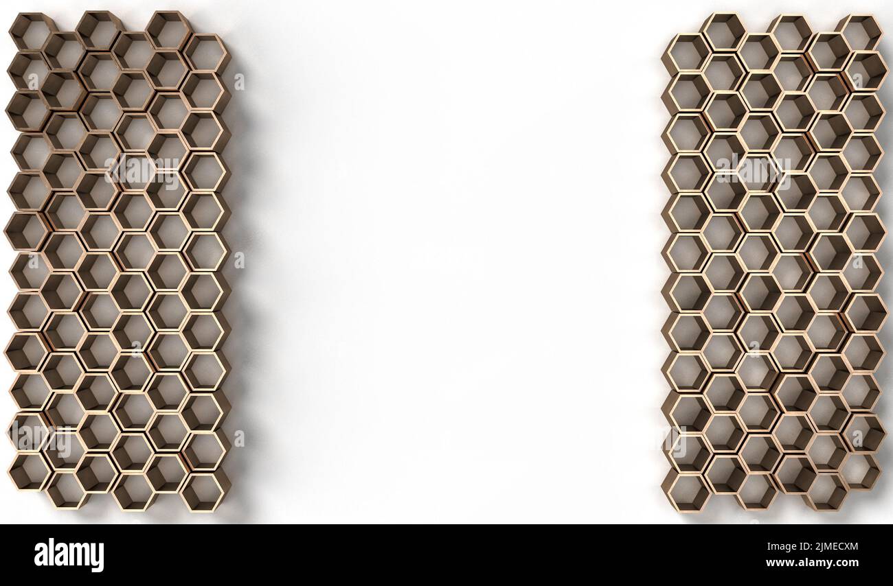 3d rendering image of hexagon solid shape on white background Stock ...