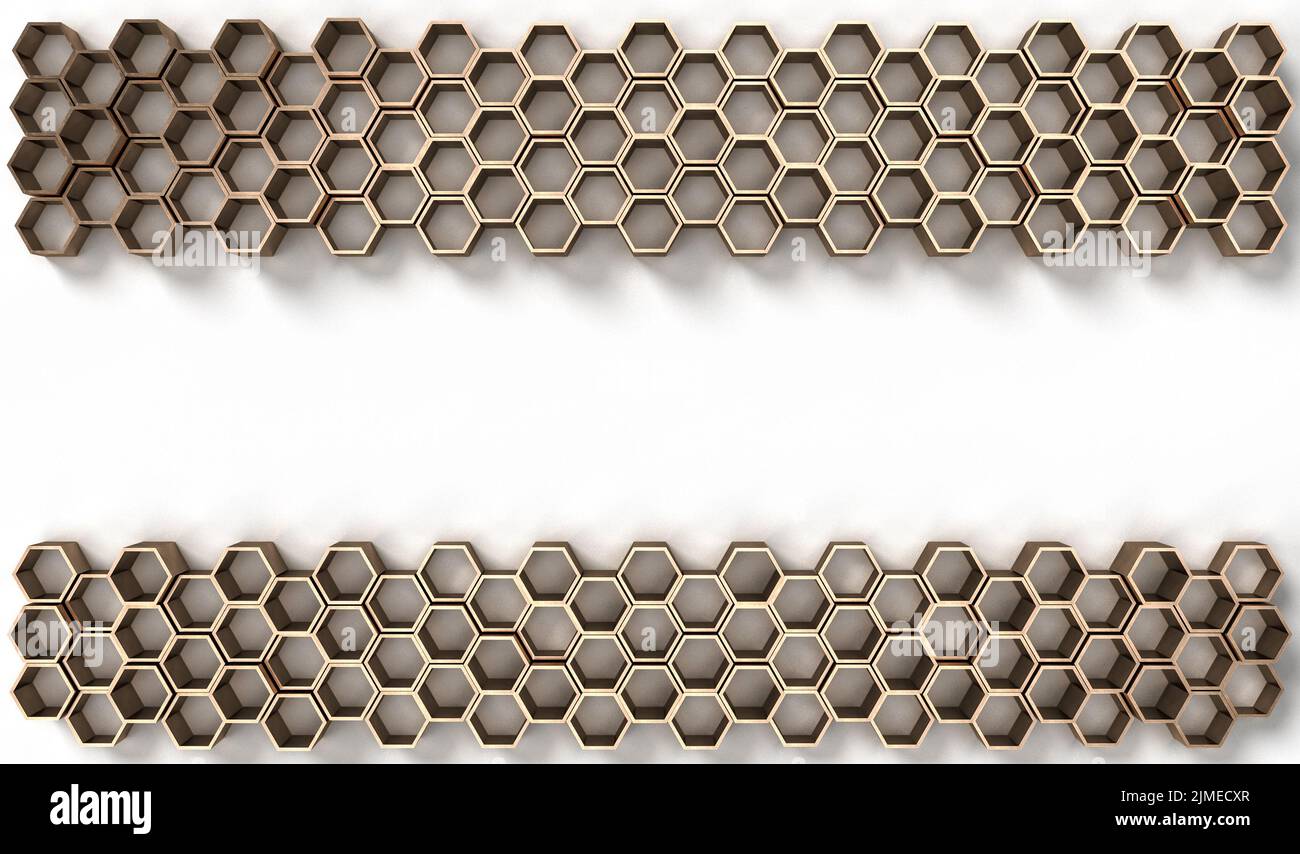 3d rendering image of hexagon solid shape on white background Stock ...