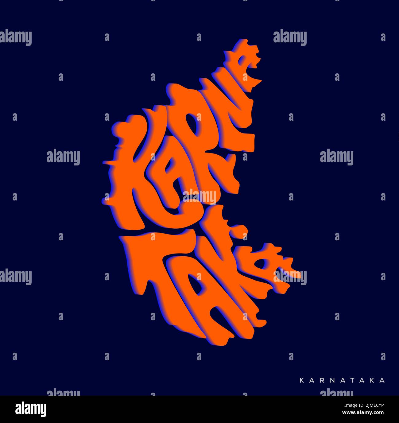 Indian state Karnataka map lettering. 3D Karnataka map lettering. Map ...
