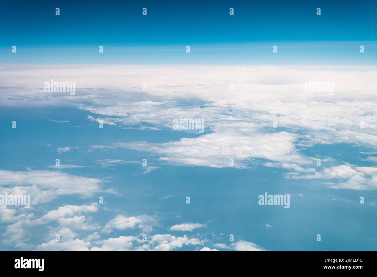 beautiful blue sky with white clouds heaven horizon over the planet ...