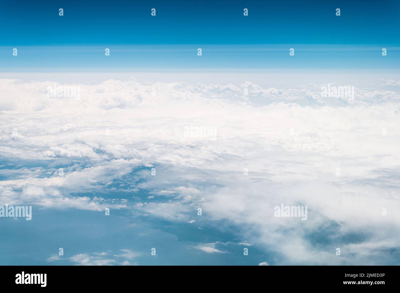 beautiful blue sky with white clouds heaven horizon over the planet ...