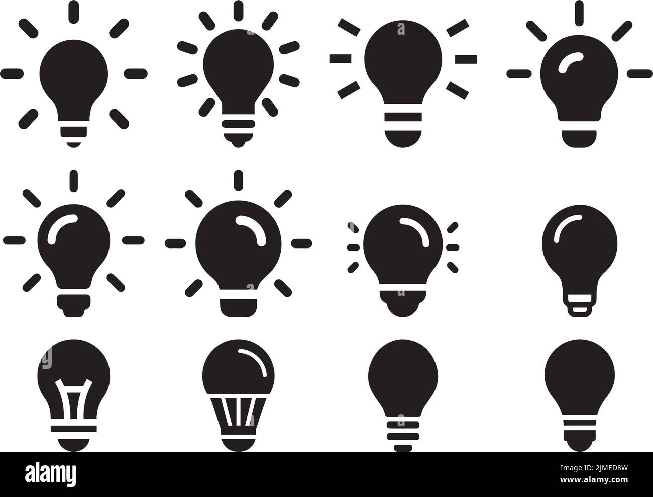 A vector illustration of light bulb icons set isolated on white background Stock Vector Image ...