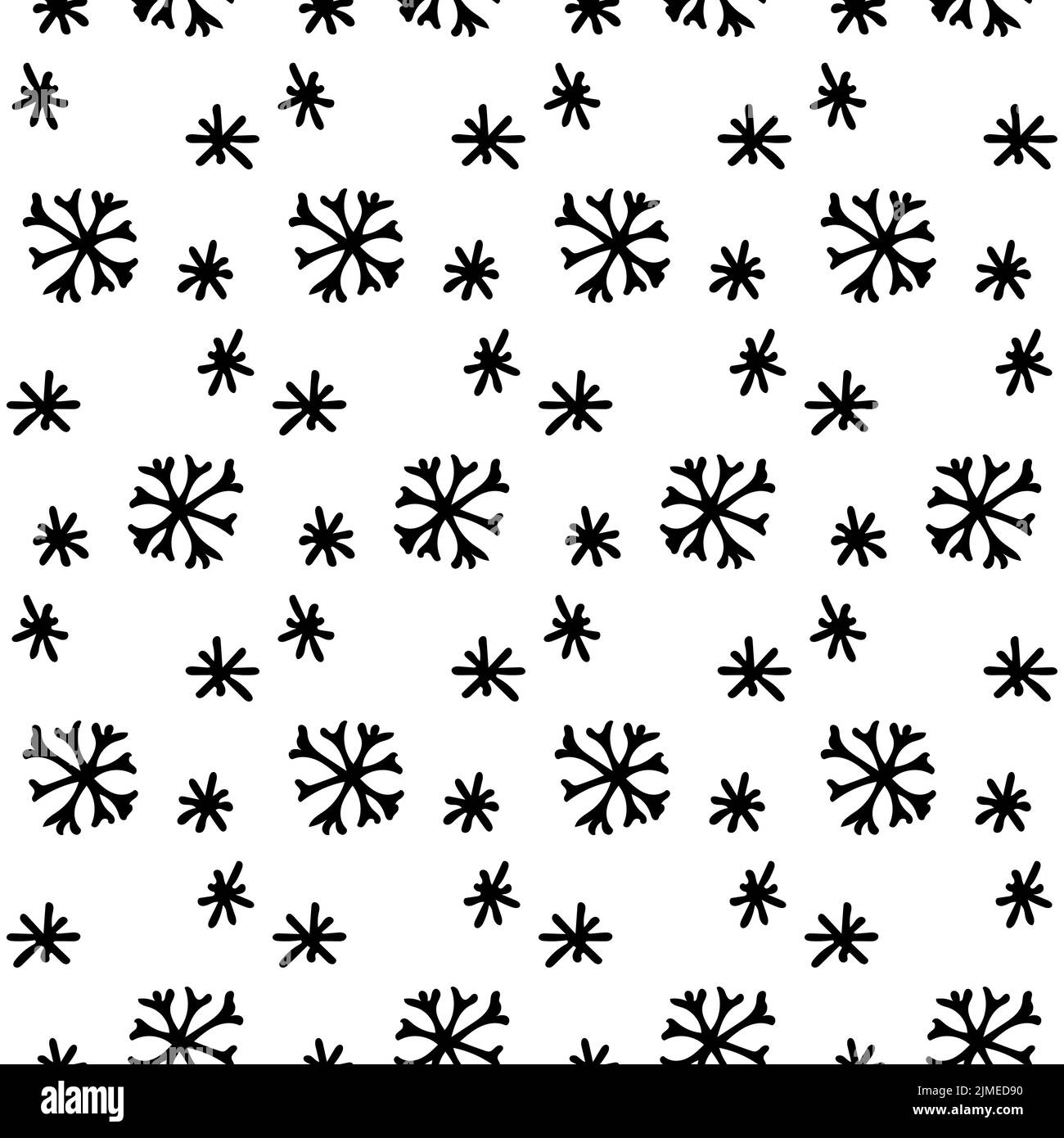 Cute minimalist hand drawn snowflake Christmas pattern. Seamless black ...
