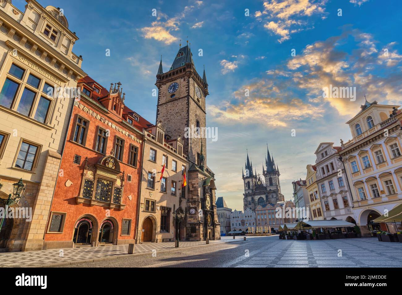 Prague Czech Republic, sunset city skyline at Prague old town square ...