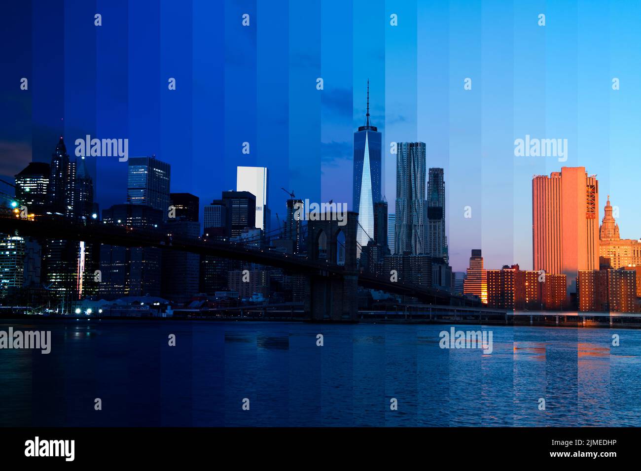 Morning over Manhattan. Fantastic Collage Stock Photo - Alamy