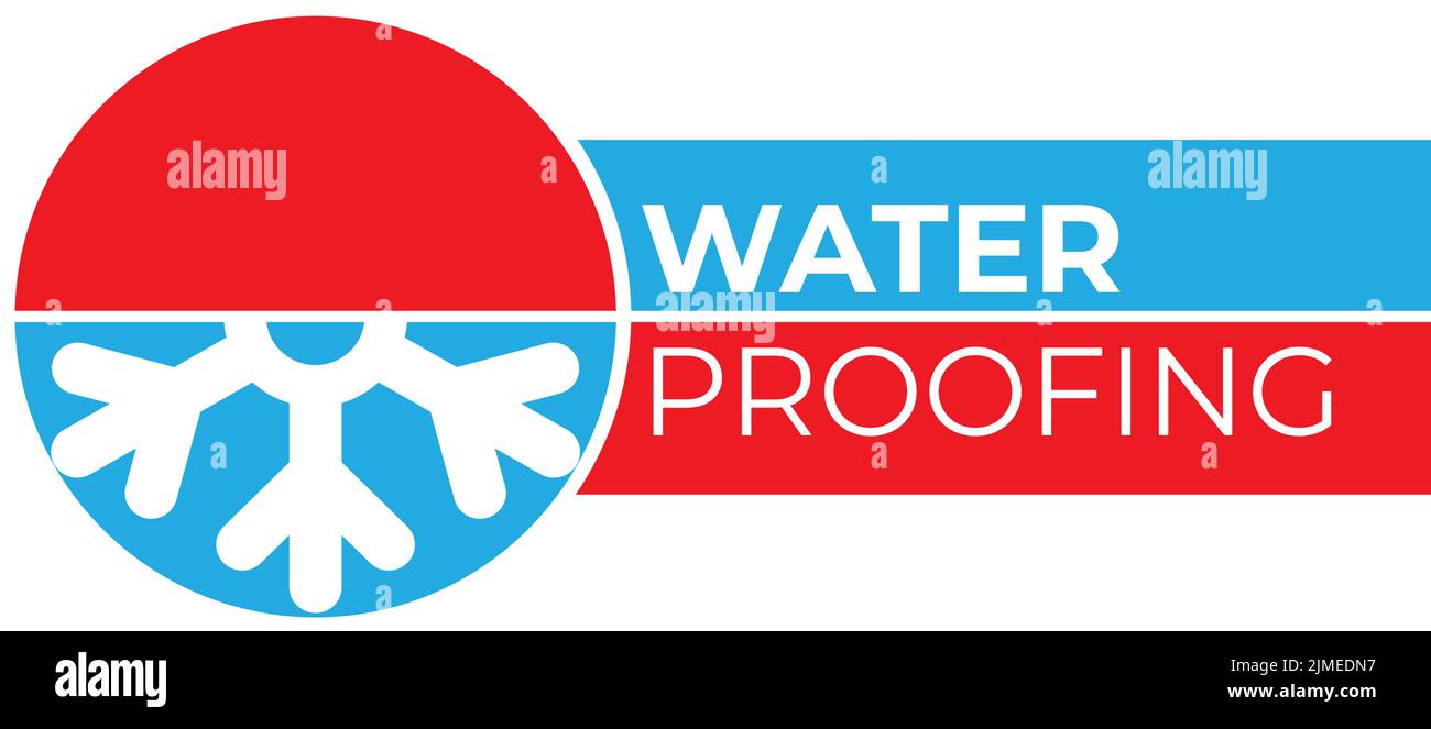 A vector design of a water proofing logo in blue and red colors ...
