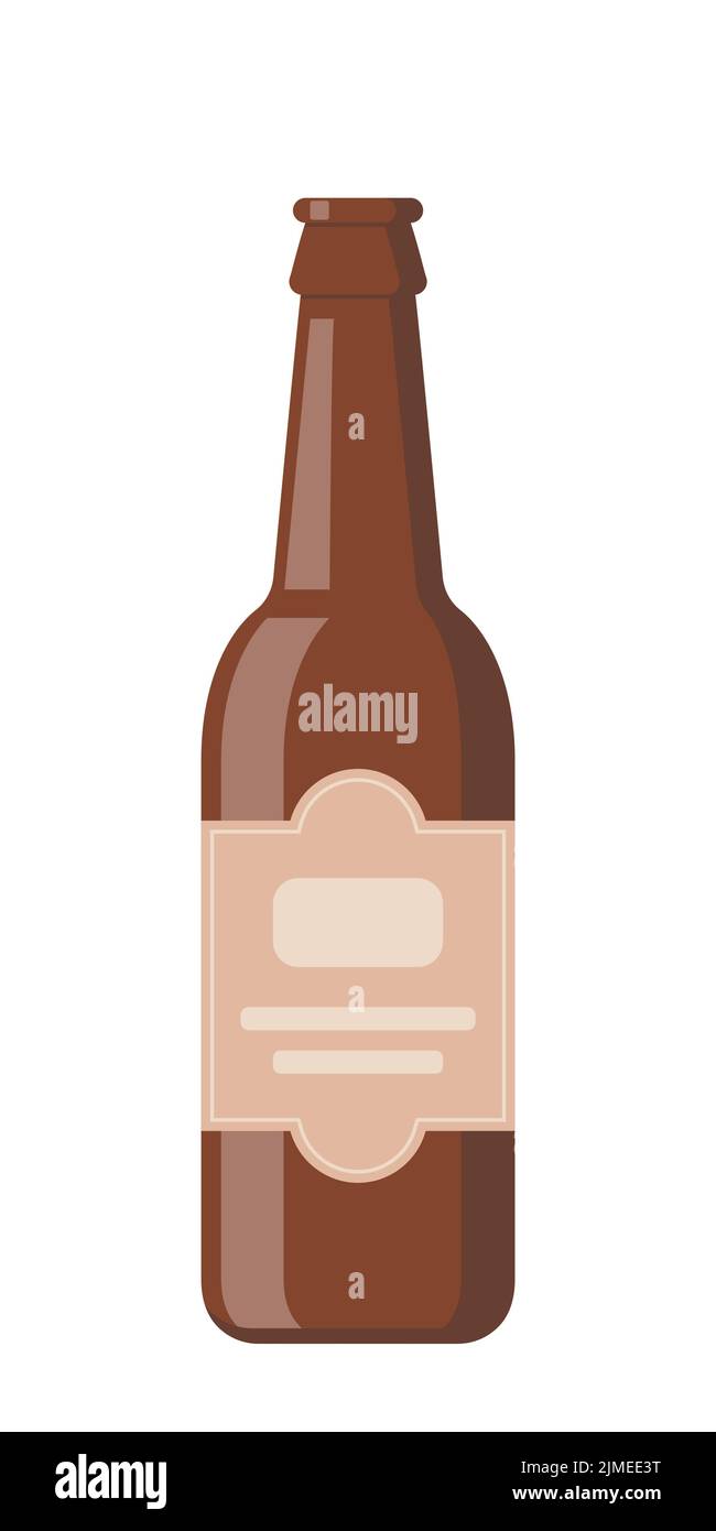 Brown beer bottle on white background. Flat style vector illustration ...